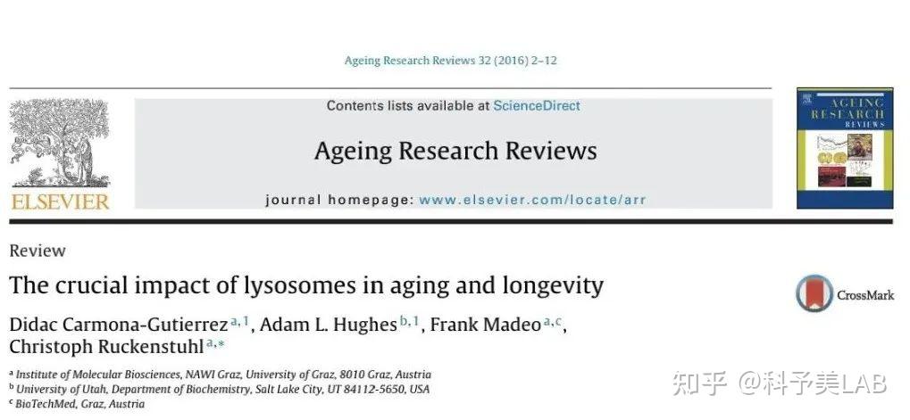 Ageing Research Reviews：细胞的寿命取决于溶酶体功能，溶酶体是控制健康和寿命的重要枢纽 - 知乎