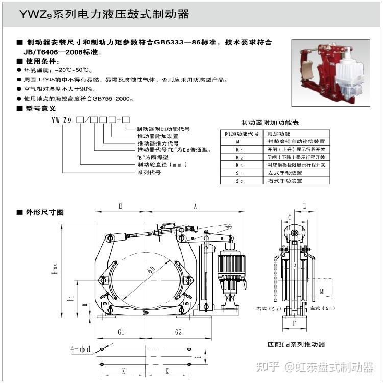 虹泰YWZ9-500/E80起重机电力液压鼓式制动器 匹配推动器Ed80/6 - 知乎