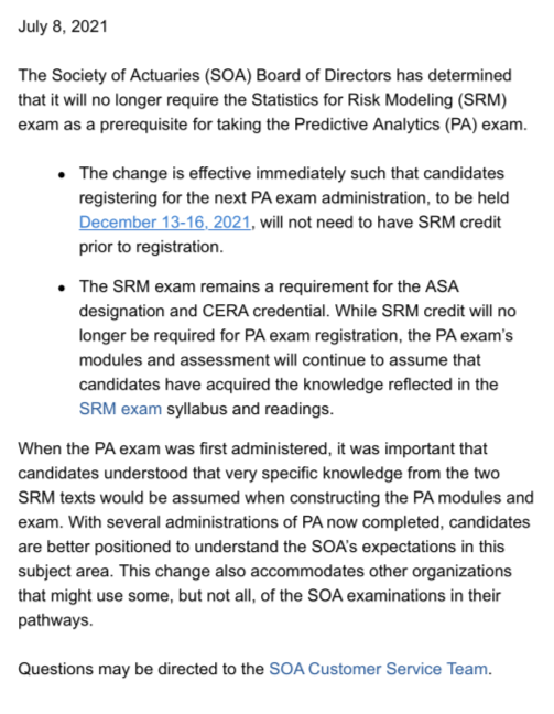 SOA考生终于实现考试顺序自由！Exam SRM与PA再无顺序要求！ - 知乎
