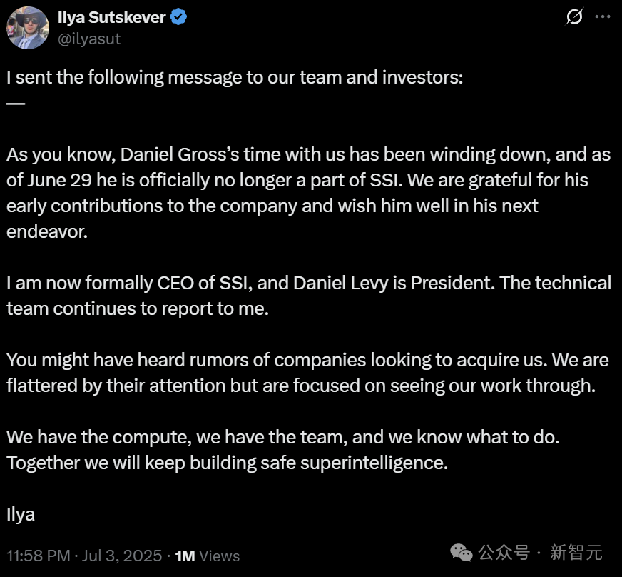 刚刚，Ilya官宣出任SSI CEO！送走「叛徒」联创，豪言不缺GPU - 知乎