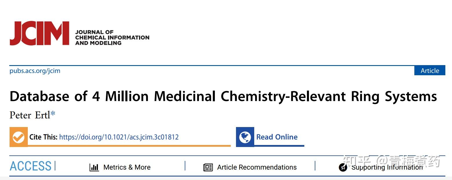 JCIM|400万种药物化学相关的环系统数据库 - 知乎