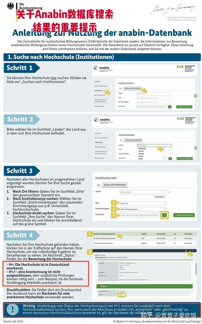 关于Anabin数据库搜索结果的重要提示 - 知乎