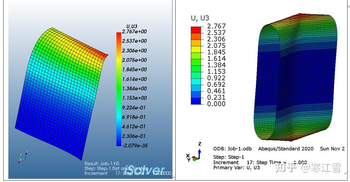 【iSolver案例分享40】壳单元几何非线性Benchmark校核01 - 知乎