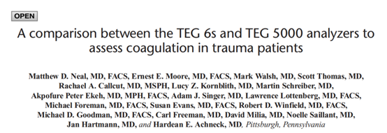 6月阅读：TEG 6s 和TEG 5000血栓弹力图在创伤患者中的一致性评价 - 知乎