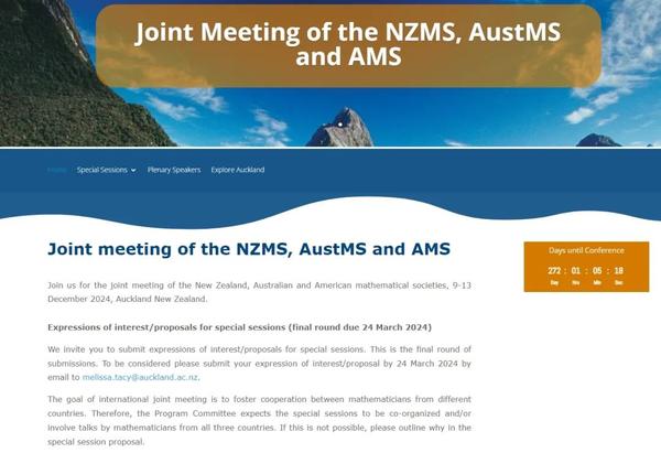 会议 | AMS：2024年国际联席会议今年12月份将在新西兰举行 - 知乎