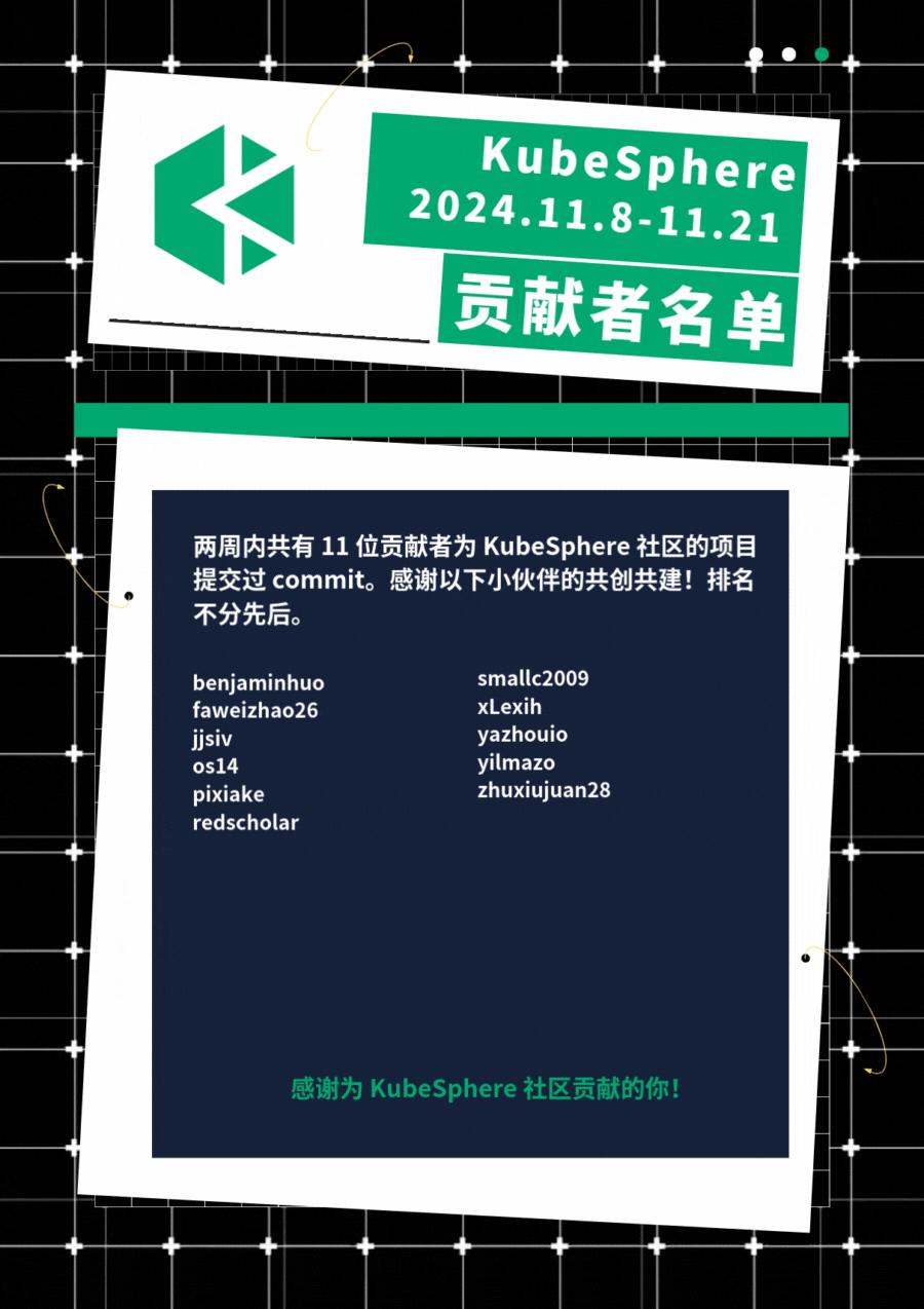 KubeSphere 社区双周报｜2024.11.08-11.21 - 知乎