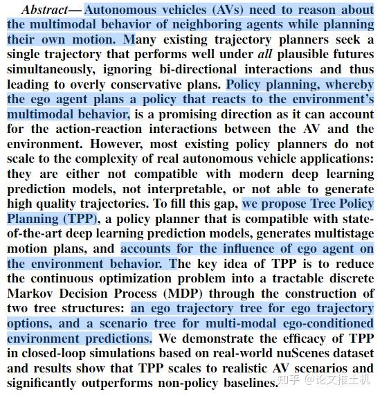 Tree-structured Policy Planning with Learned Behavior Models - 知乎