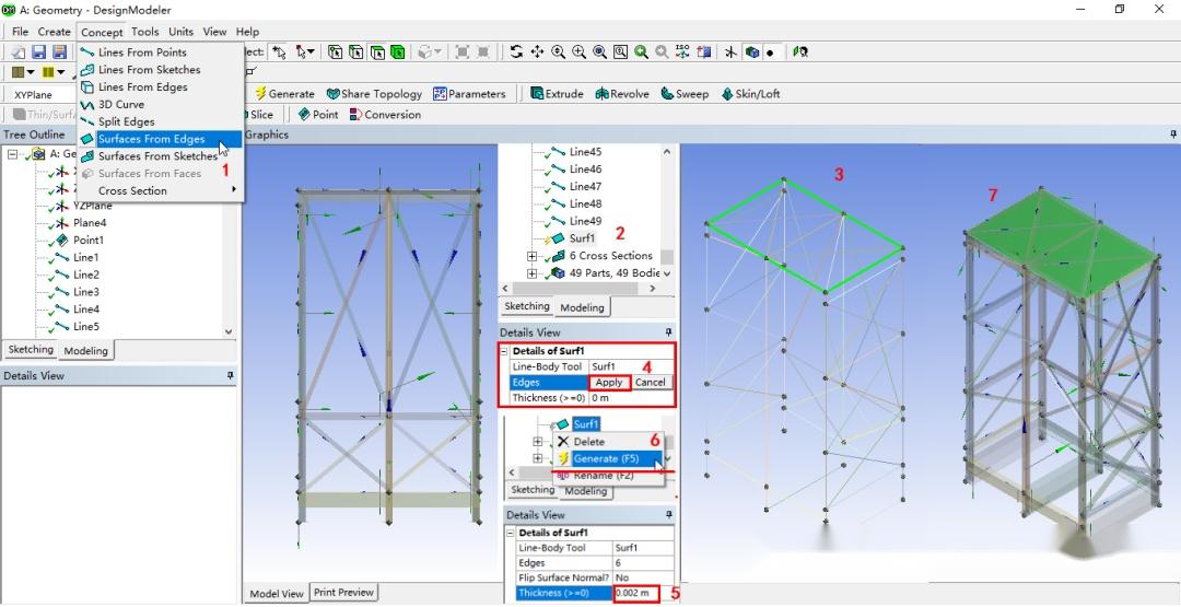 ANSYS Workbench梁壳结构谱分析（一）梁壳建模 - 知乎