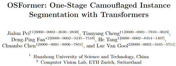 ECCV2022 华科Ð提出OSFormer | 用于伪装分割的单阶段模型 - 知乎