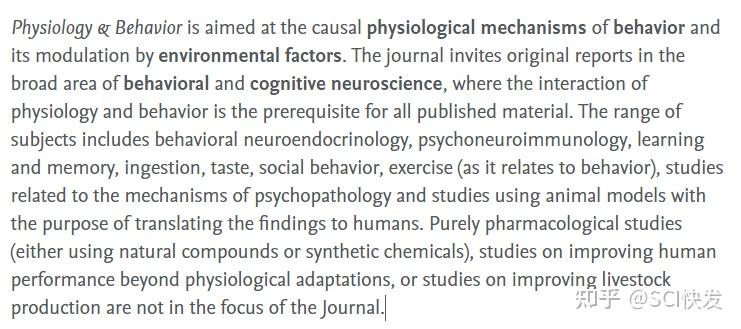 sci快发 |Physiology & Behavior： 影响因子稳定上涨，国人发文量第四，无版面费 - 知乎