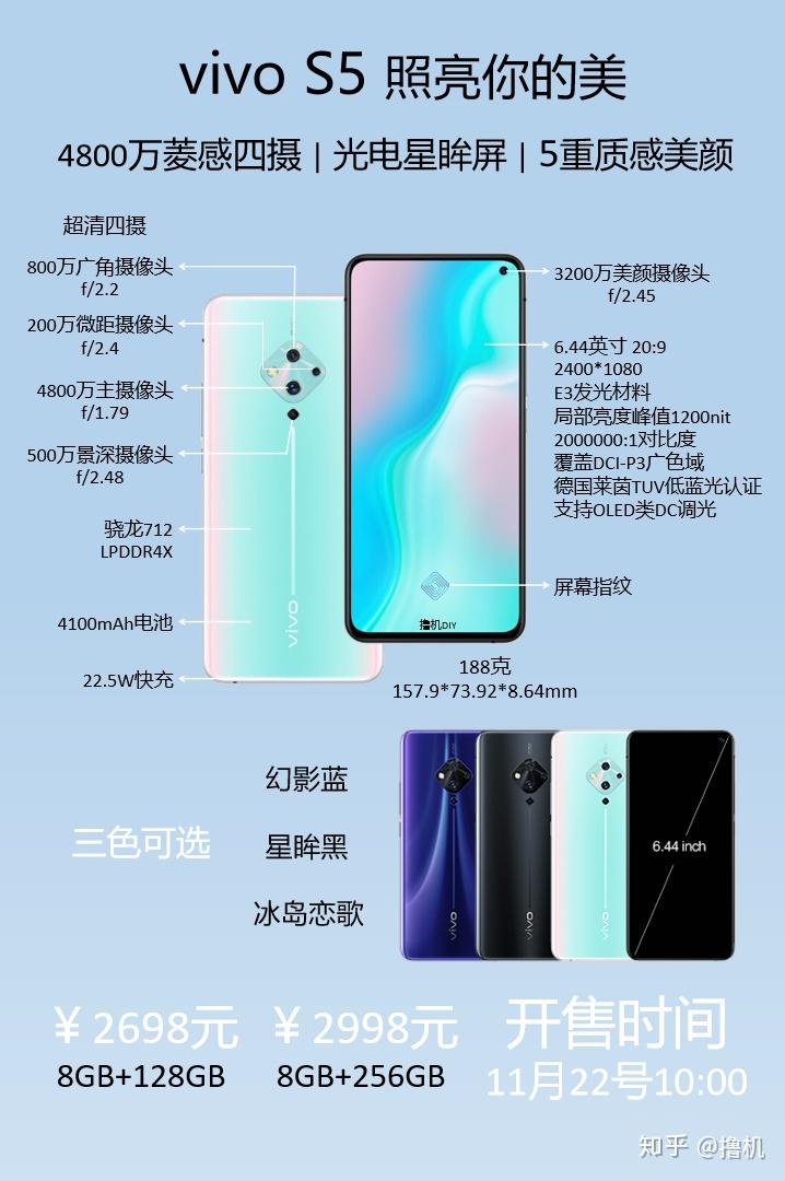 vivo s5一图看懂 骁龙712、4800万后置四摄、2698元 - 知乎