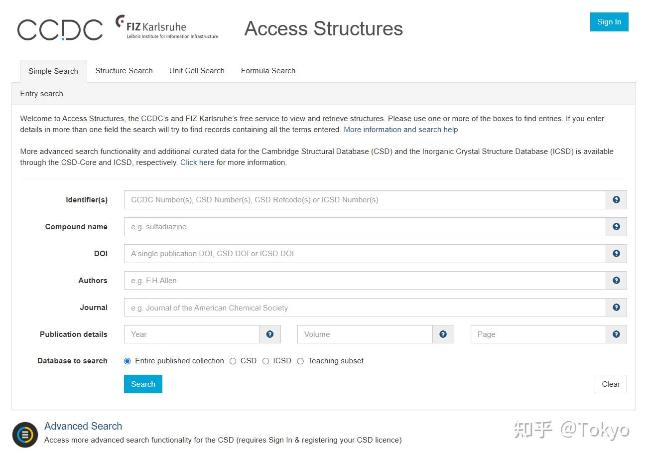 CCDC-Access Structures-简单搜索需登陆才能使用 - 知乎