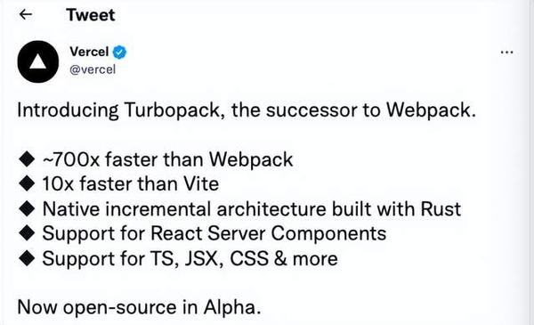 Webpack 创始人推出比 Webpack“快 700 倍”的 Turbopack，基于 Rust 编写 - 知乎