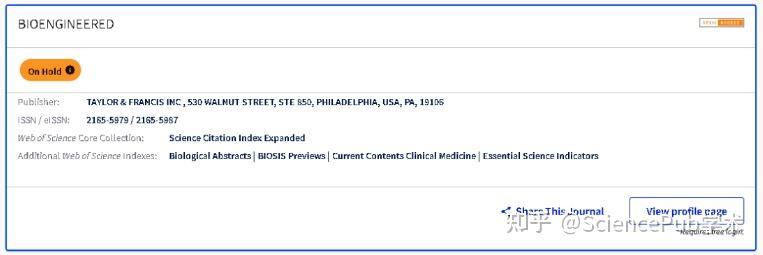 又新增1区SCI期刊被“On Hold”，共15本期刊正在调查中！ - 知乎
