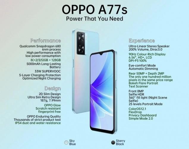 OPPO A77s 即将来袭：采用6.56 英寸 HD+ LCD 水滴屏幕，内置5000mAh电池 - 知乎