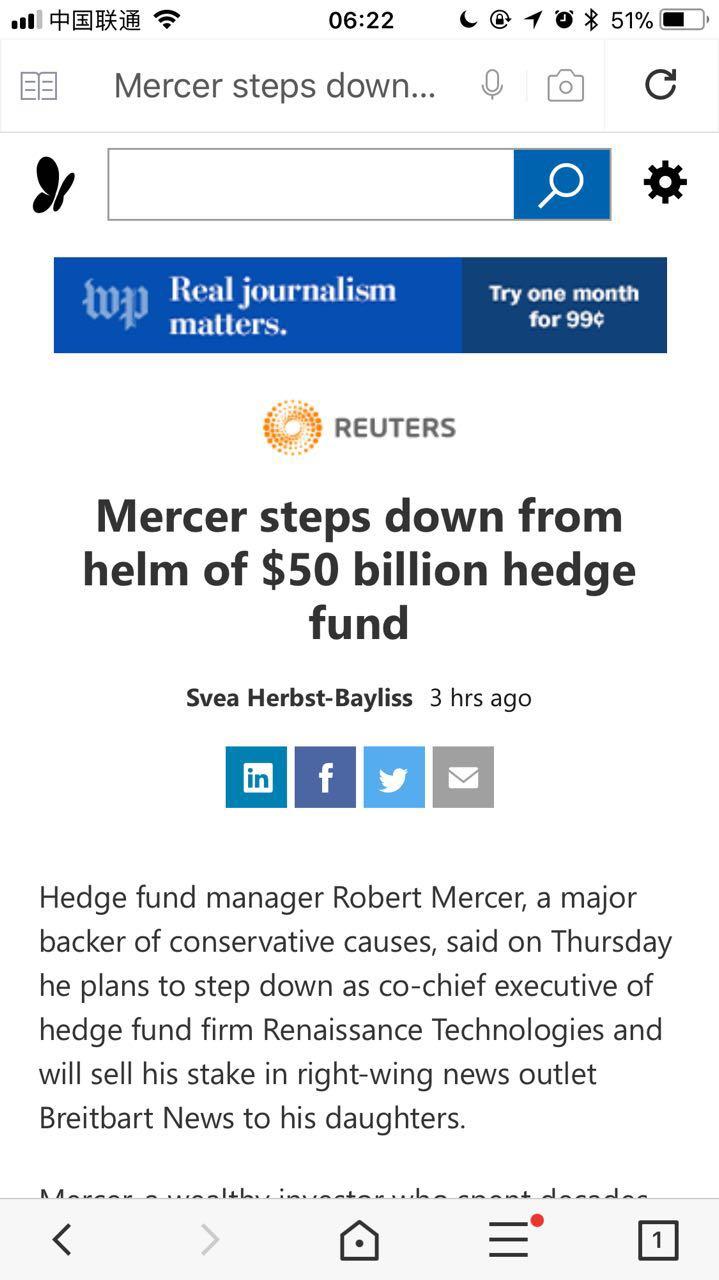 如何看待Renaissance Technologies co-CEO Robert Mercer辞职？ - 知乎