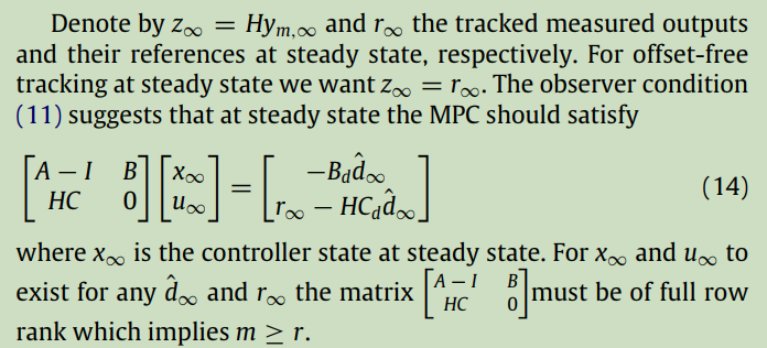Linear offset-free model predictive control - 知乎