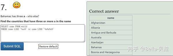 sqlzoo练习2（含答案）：SELECT names (like) - 知乎