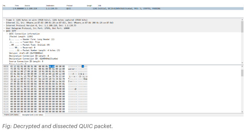 查看网络中的QUIC数据包