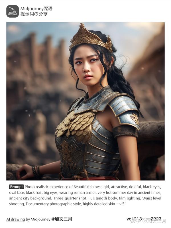Midjourney咒语分享（13）罗马盔甲的女孩 - 知乎