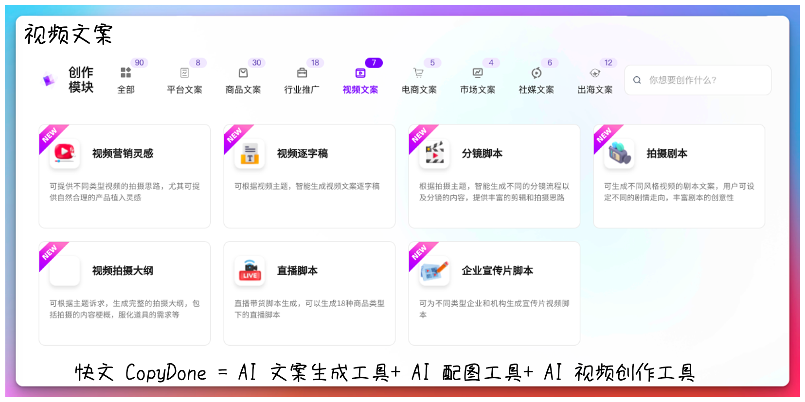 快文 CopyDone：强大专业的 AI 营销内容文案创作工具，支持内容一键生成、自动配图、图文转视频等一站式服务的专业写作 AI - 知乎