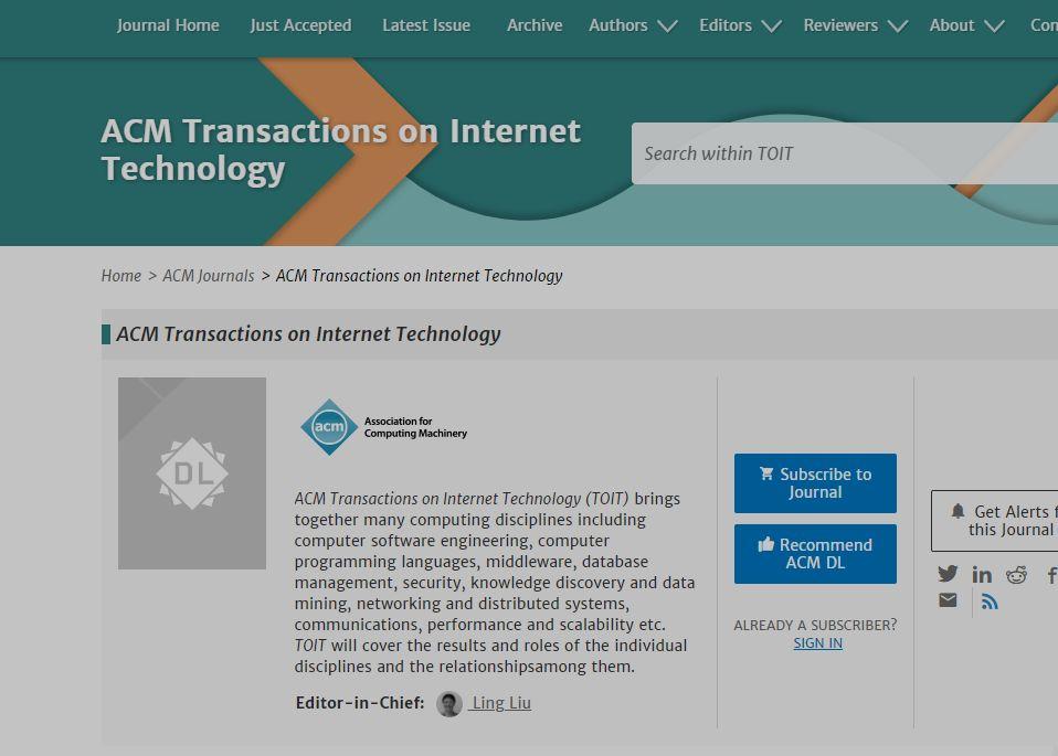 TOIT期刊投稿周期需要多久？最新影响因子？【期刊介绍】 - 知乎