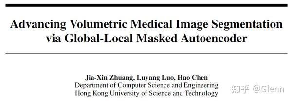 [论文阅读] MIM | GL-MAE：用于医学图像的 Global-Local Masked Autoencoder - 知乎