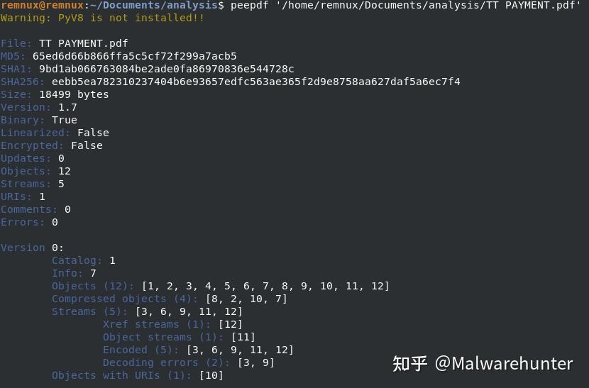 PDF文件的静态恶意软件分析与真实生活演示 - 知乎