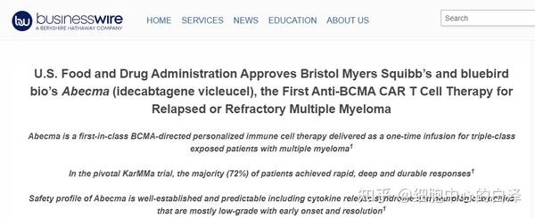 首款BCMA CAR-T疗法获批上市！全球迎来第5款CAR-T疗法 - 知乎