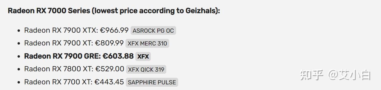 显卡行情（11月27日），RX8000系显卡现身，7900GRE欧洲大降价 - 知乎