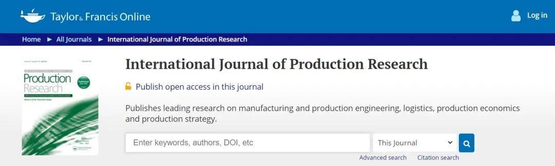 工业技术领域Top期刊International Journal of Production Research征稿啦！ - 知乎