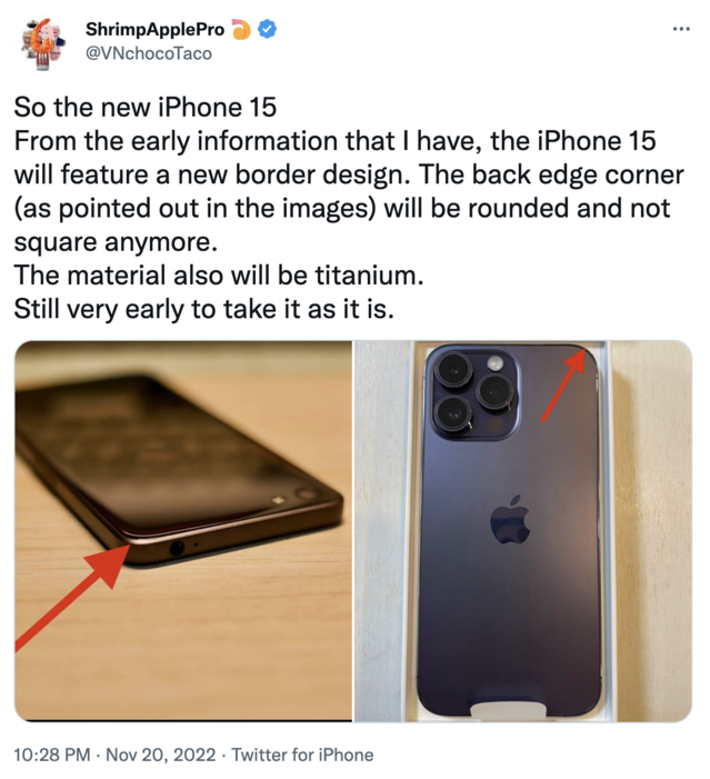 疑似 iPhone 15 曝光，背面边框将从「直角」设计回归「弧度」设计 - 知乎