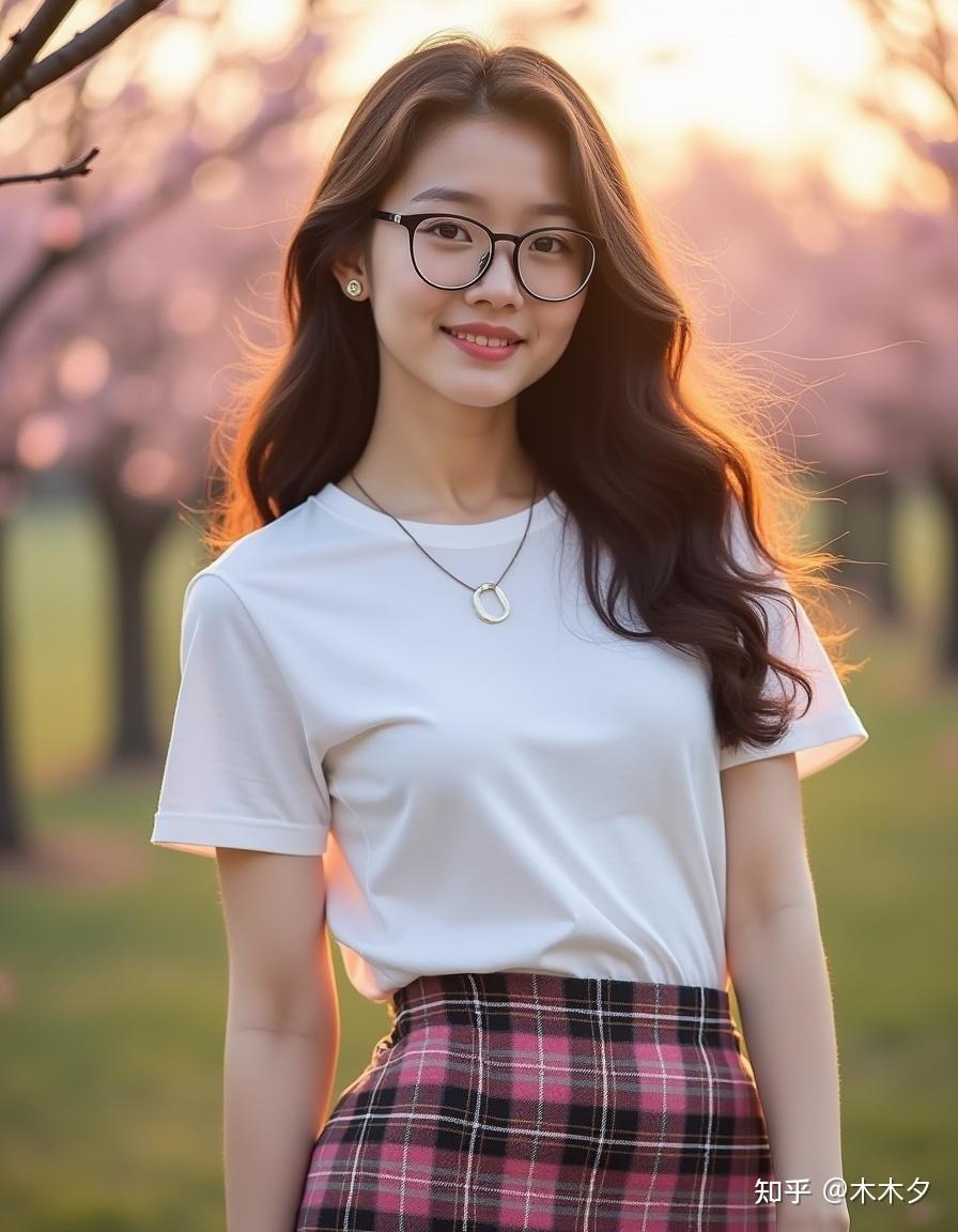 JK，格子裙，白T恤，眼镜 | FluxDev | 提示词 - 知乎