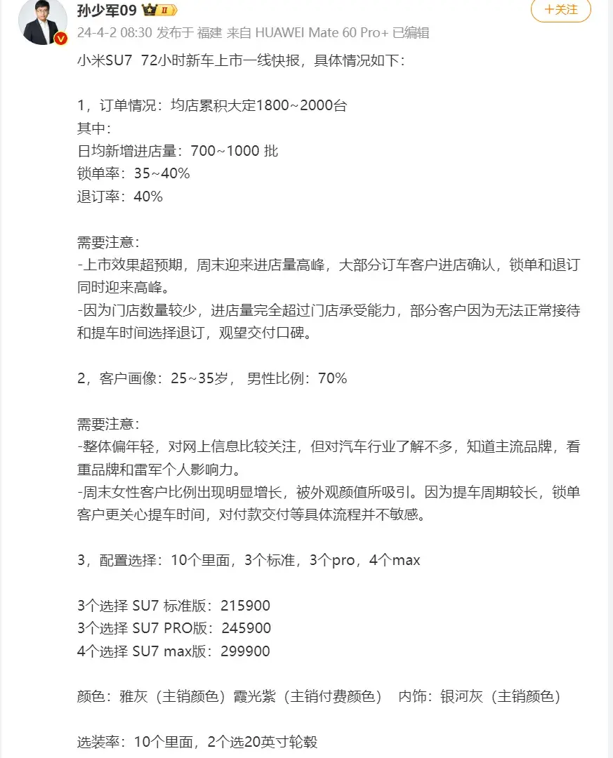 小米SU7退订率达40%！提车最长竟需8个月？ - 知乎