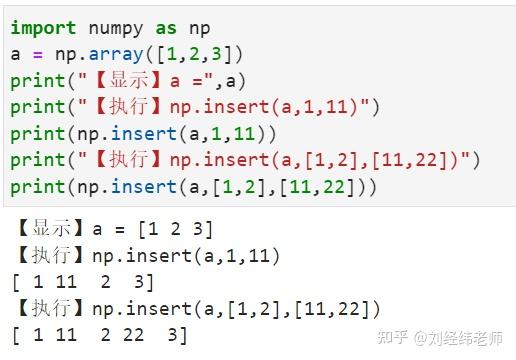在数组的指定位置插入指定元素值 numpy.insert() - 知乎