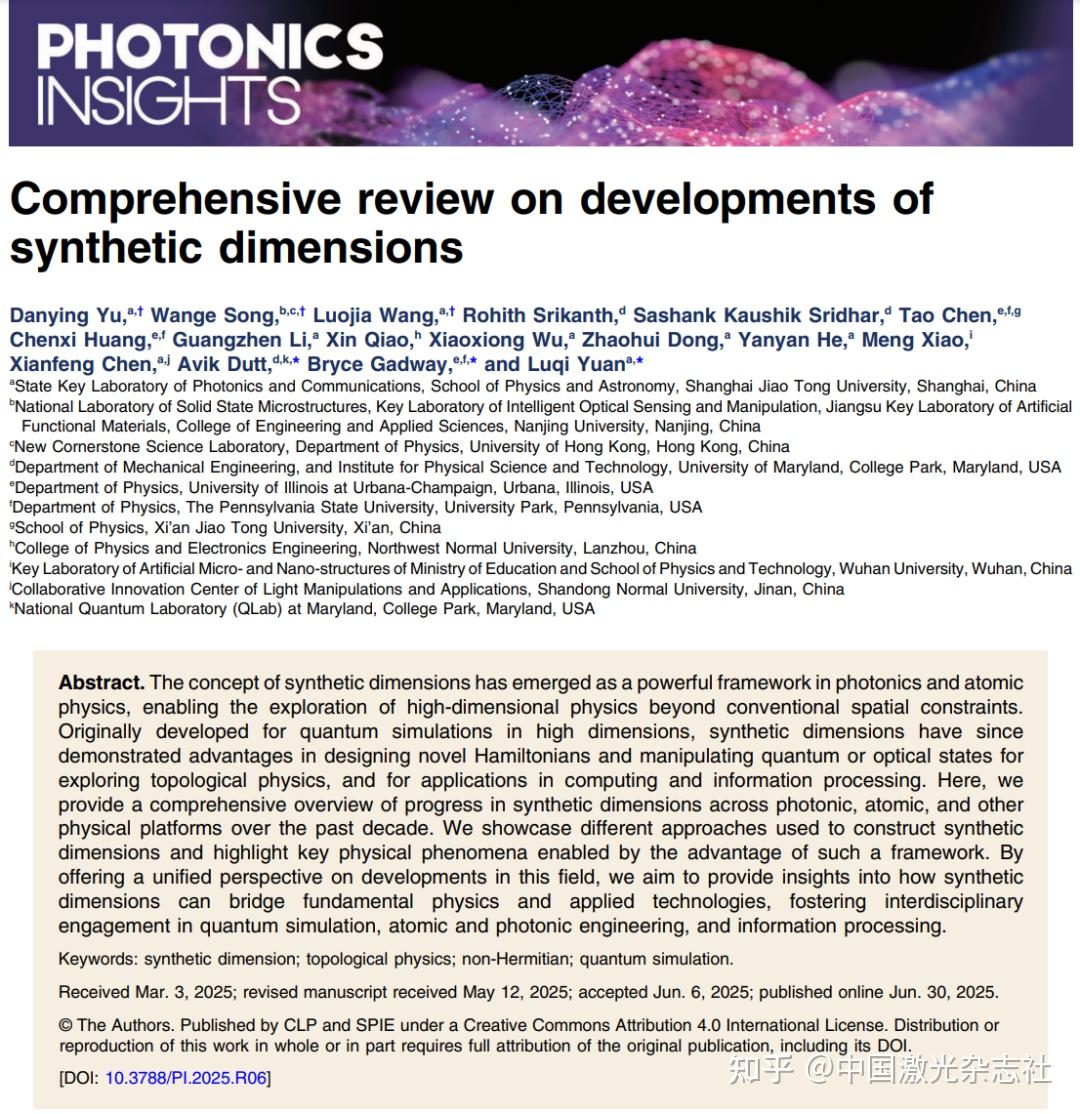 Photonics Insights | 合成维度研究的前沿进展与未来 - 知乎