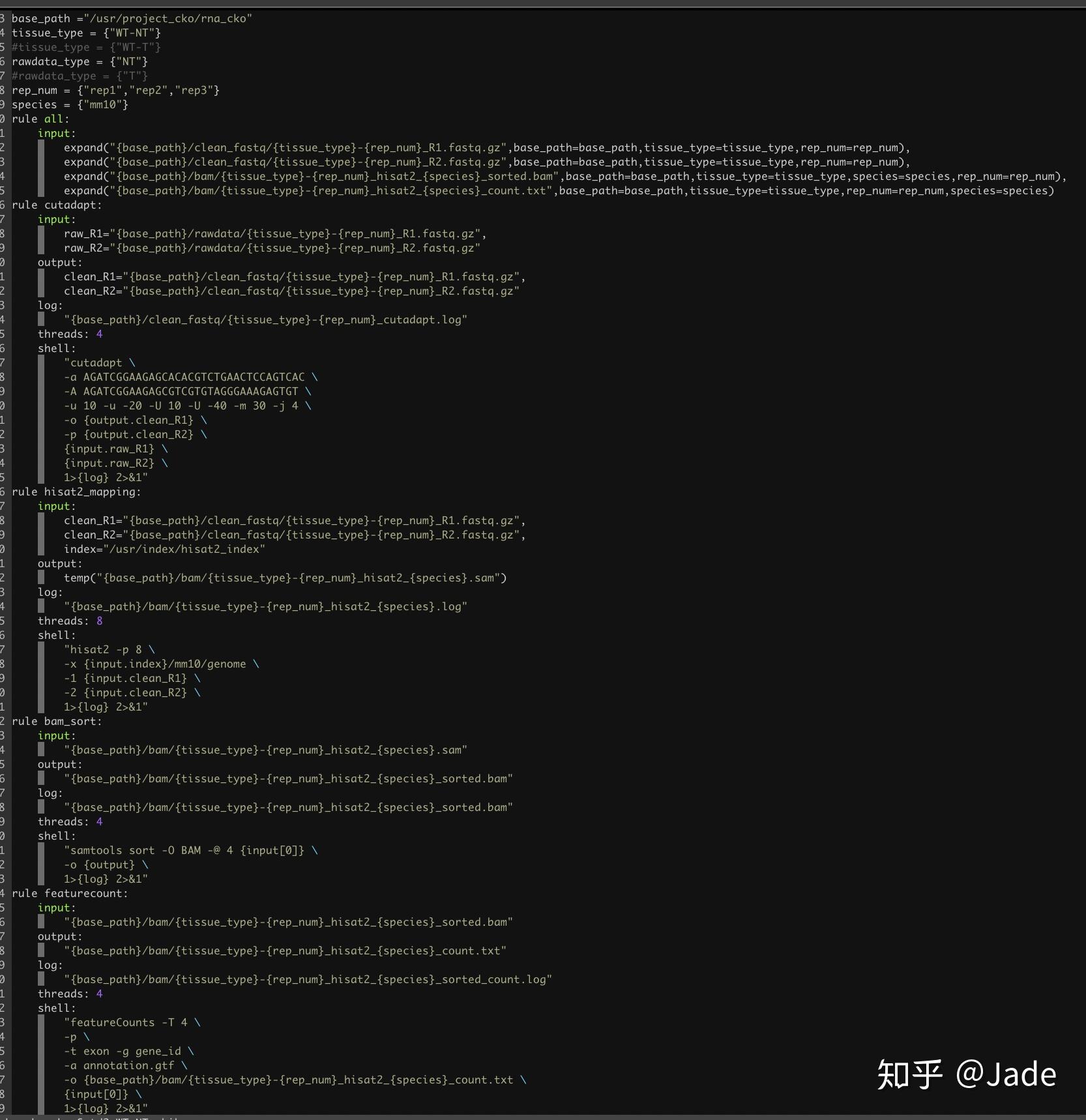 snakemake RNA-seq 批量（cutadapt-hisat2-featurecount） - 知乎