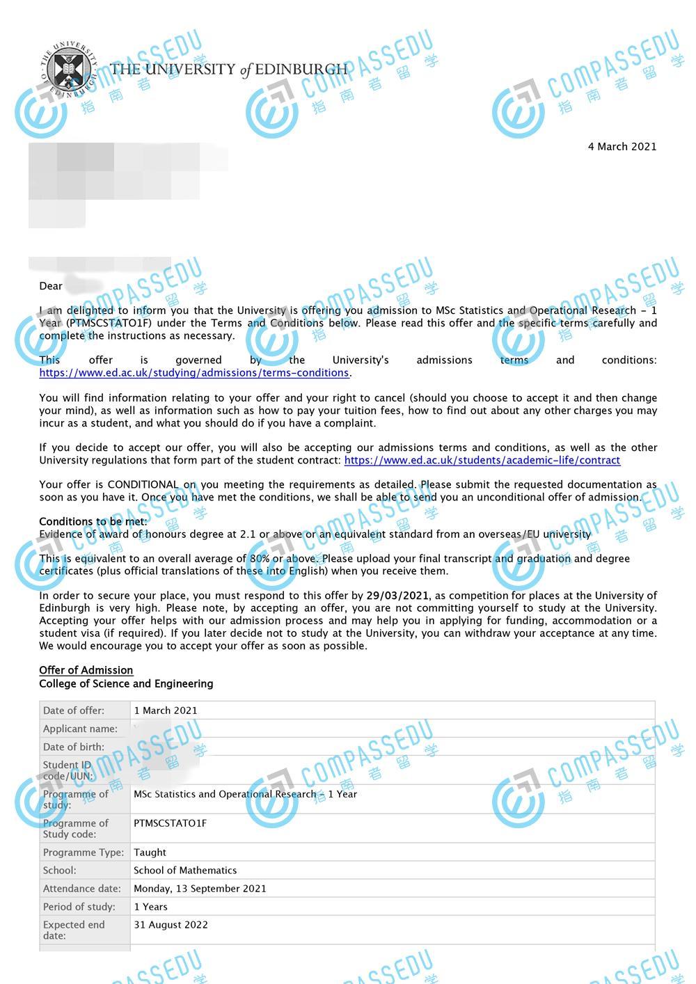 爱丁堡大学统计学与运筹学理学硕士研究生留学录取案例 - 知乎