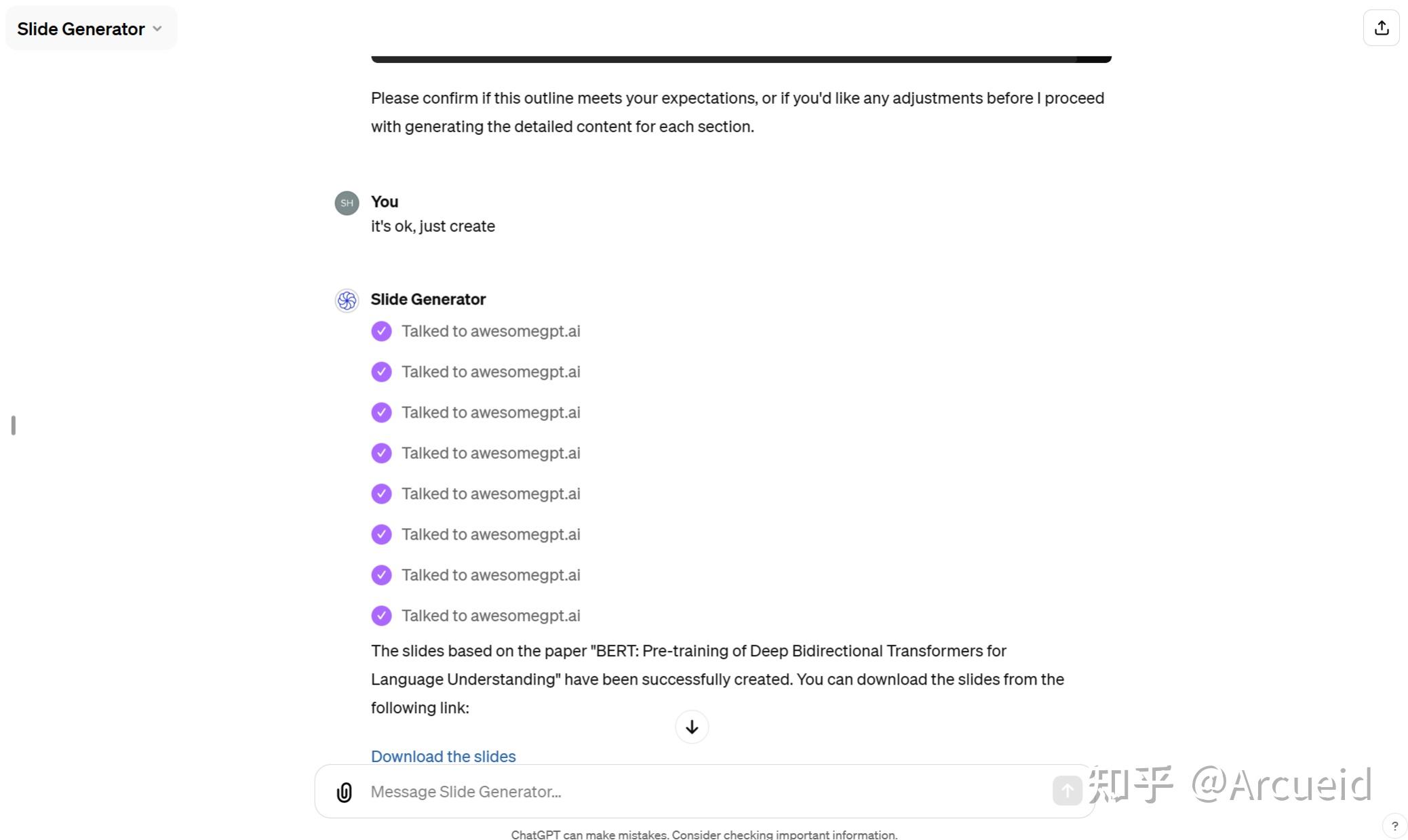 GPTs测评——Slide Generator，Write For Me - 知乎