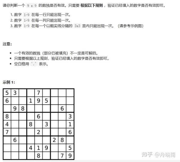 算法第十六题：有效的数独，哈希表，leetcode编号36，难度中等，数组题 知乎