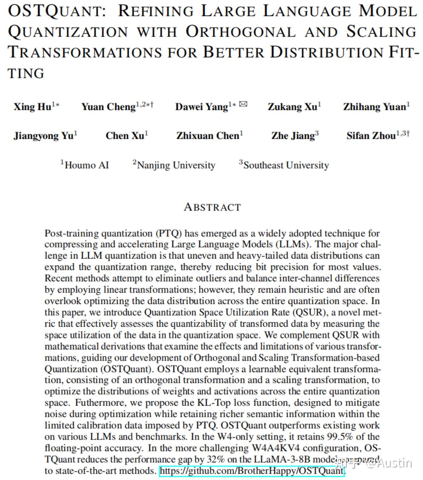 【ICLR-2025，OSTQuant：基于正交与缩放变换的LLM量化方法】SOTA性能，大幅领先SpinQuant、QuaRot - 知乎