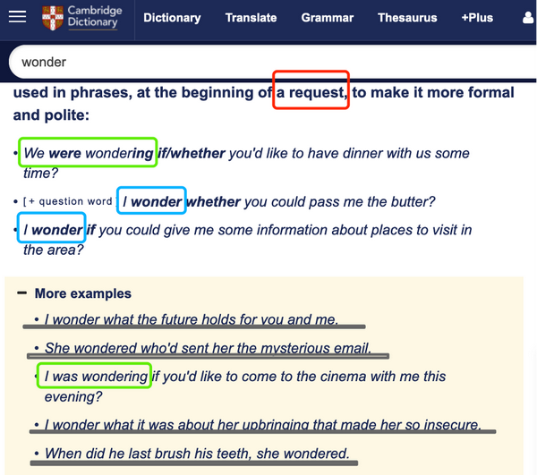 I wonder... 、I am wondering...、I was wondering... — 用法奇特的动词 “wonder” - 知乎