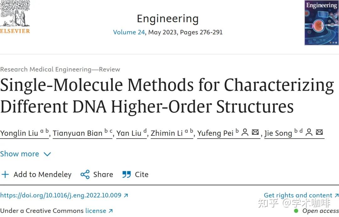 中国科学院宋杰教授团队：单分子分析方法助力解析DNA高阶结构 Engineering - 知乎