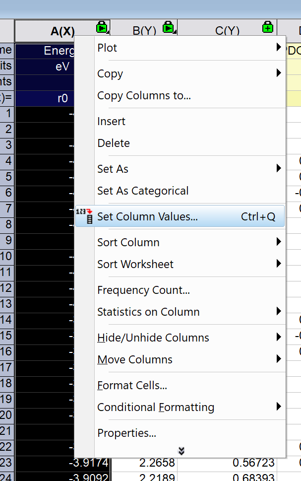 利用设置列值程序化处理Origin数据 - 知乎