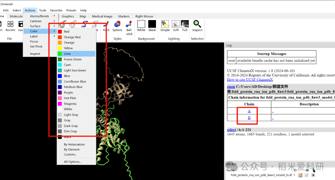 用ChimeraX来分析Alphafold3预测的蛋白互作位点 - 知乎