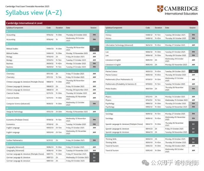 2025年2大ALevel考试局秋季大考时间 - 知乎