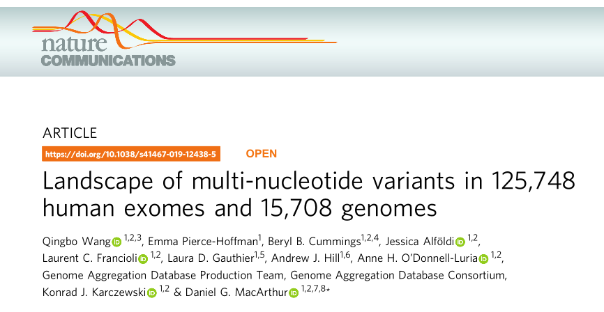 Nat Comm. | 15万人类基因组中多核苷酸变异（MNV）的起源及功能研究 - 知乎
