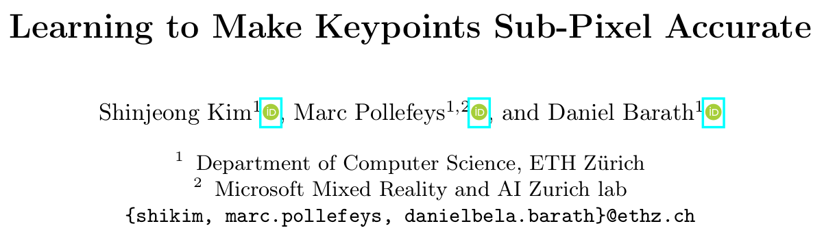 2024年-通过学习让特征提取达到亚像素级-苏黎世联邦理工学院开源 - 知乎
