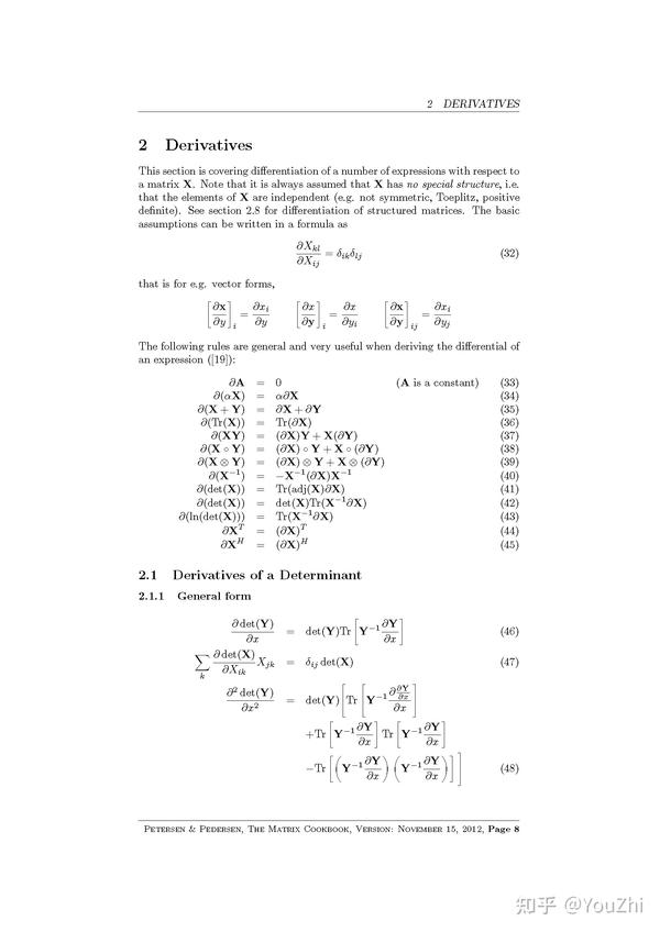 矩阵微积分公式查表(The Matrix Cookbook) - 知乎