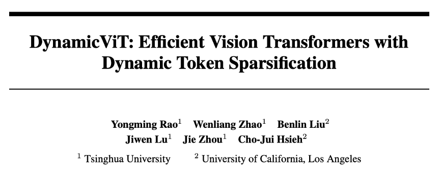 DynamicViT: 动态Token稀疏化的高效视觉 Transformer - 知乎